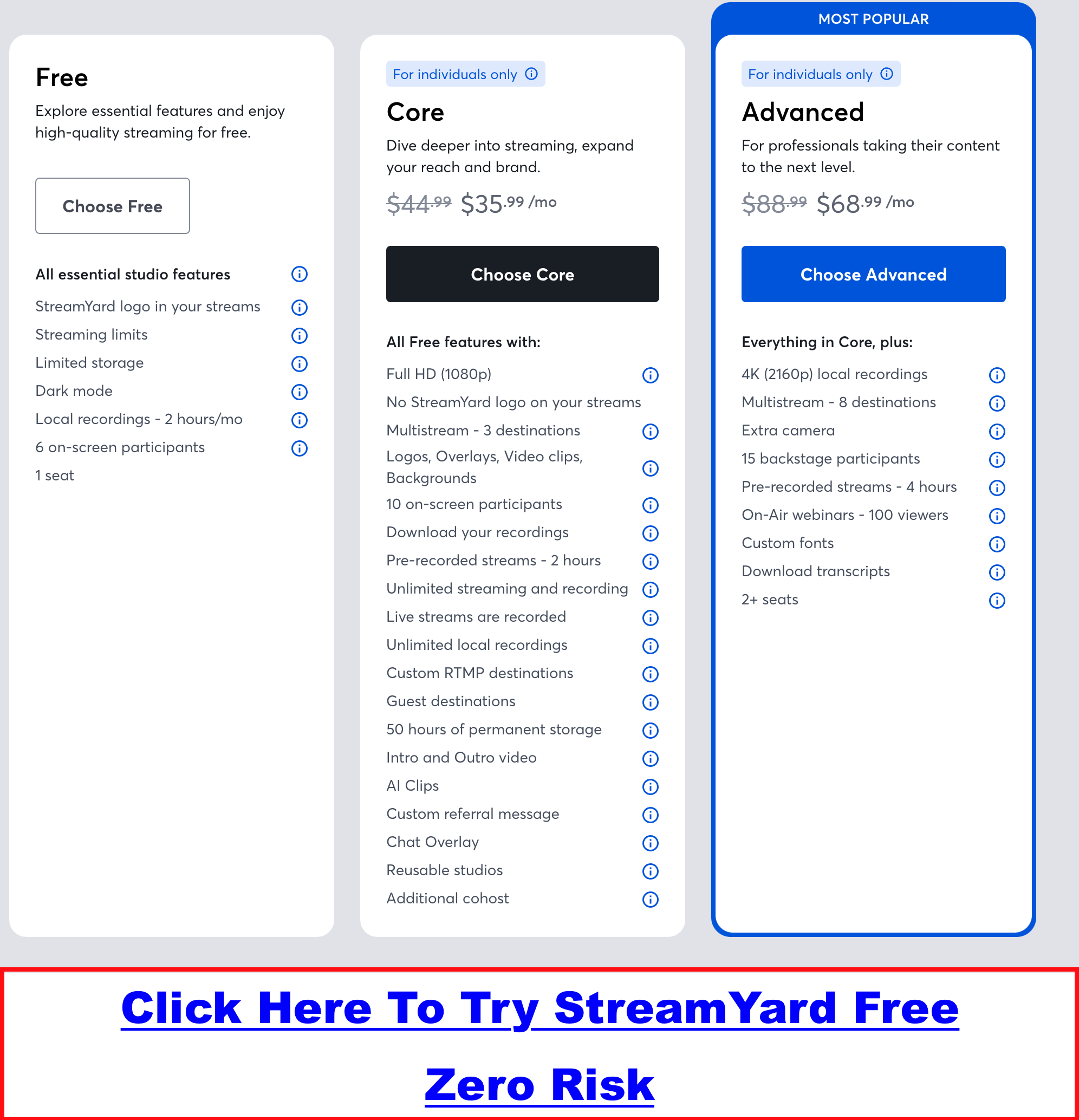 StreamYard Pricing (2025): Full Comparison of Plans, Features ...